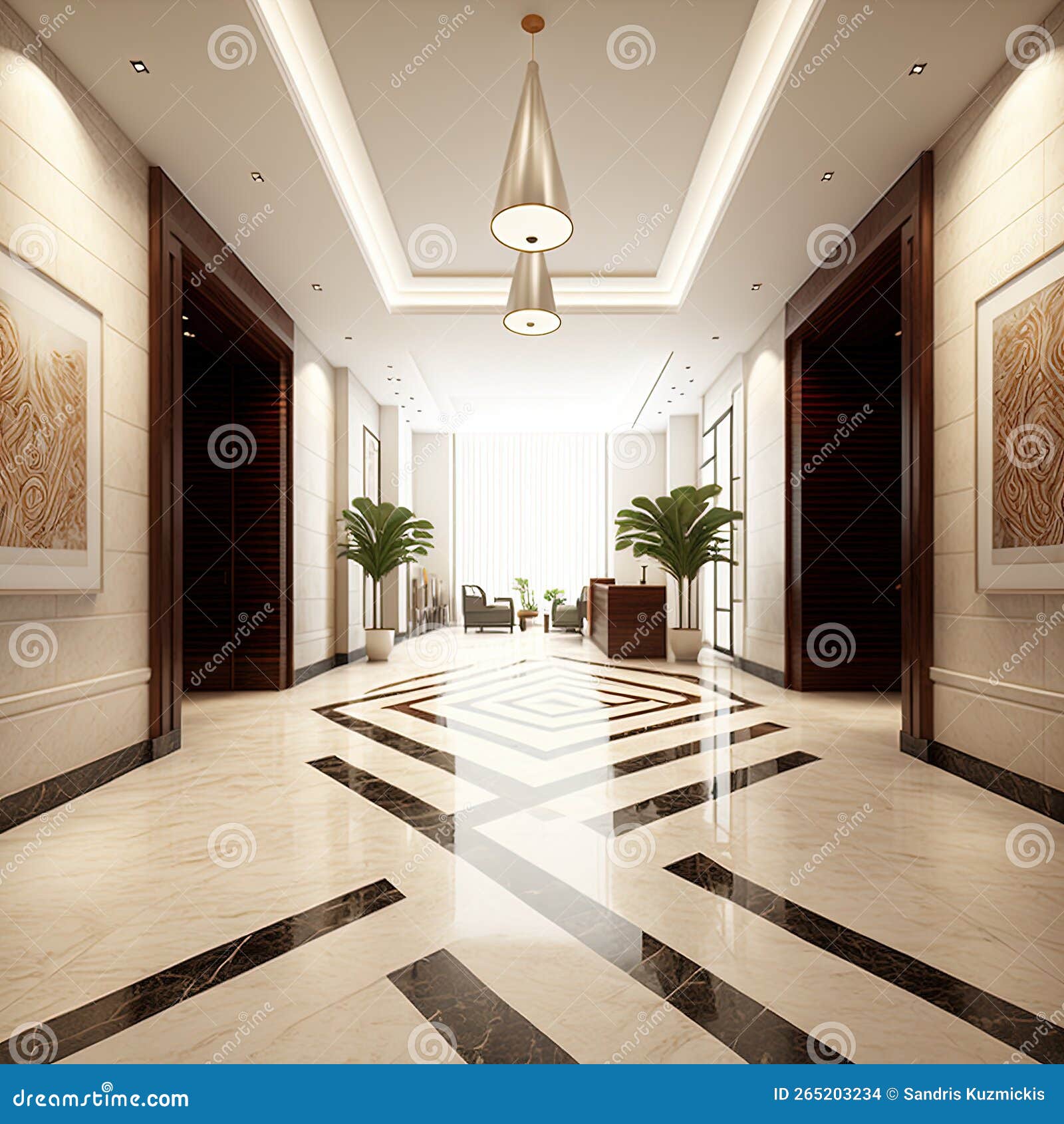 Indoor Lobby Design with Travertine Marble. Generative AI Stock ...