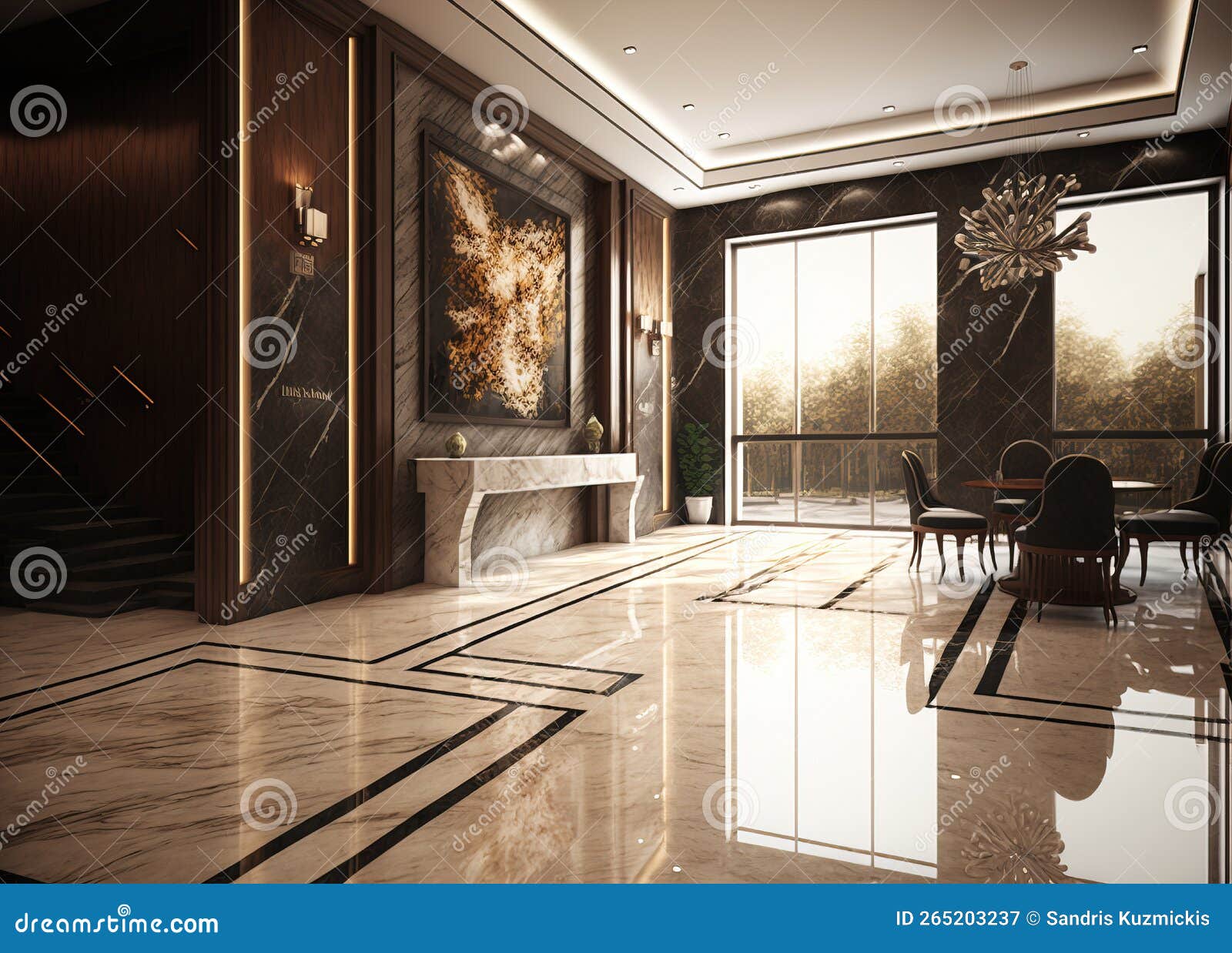 Indoor Lobby Design with Travertine Marble. Generative AI Stock ...
