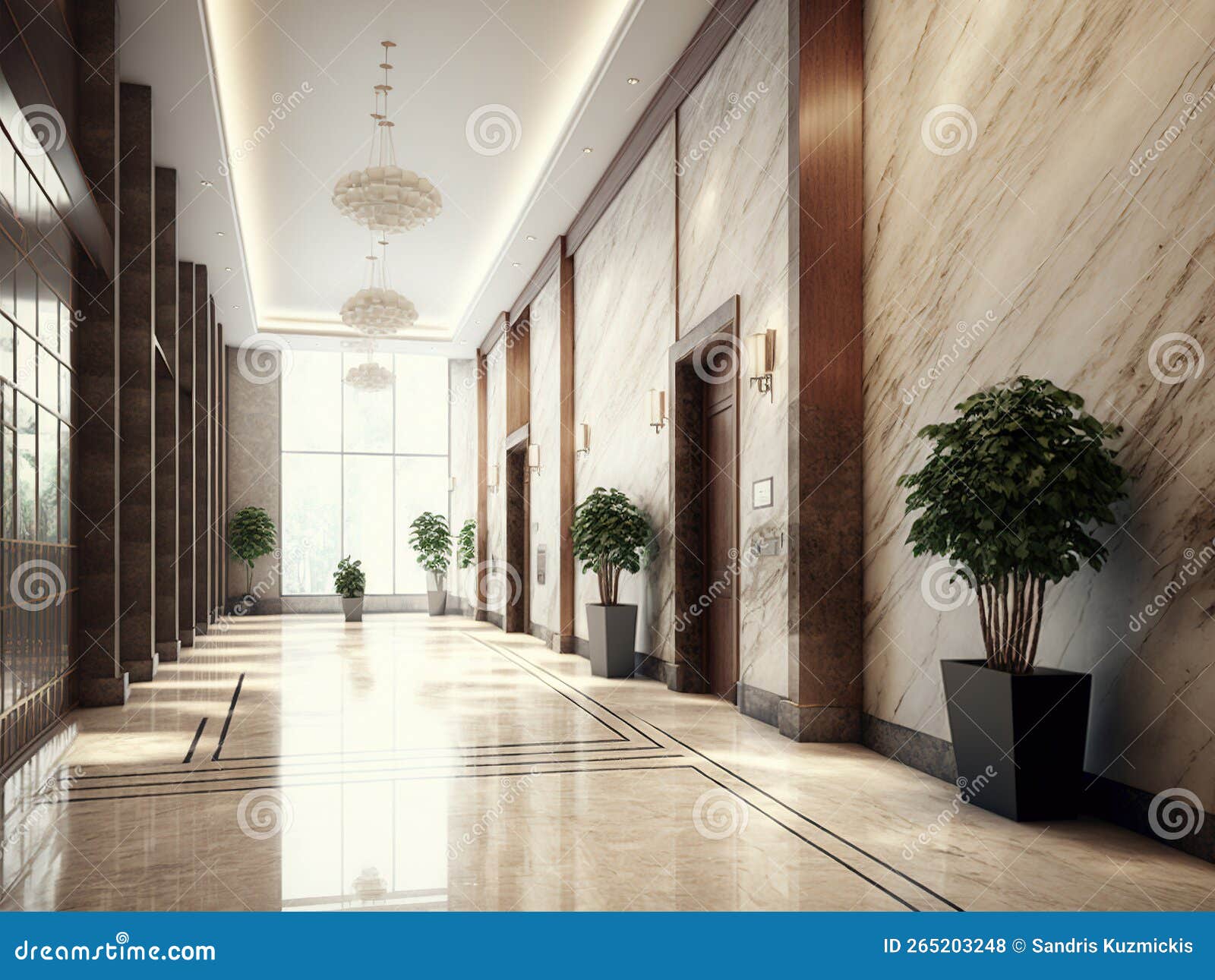 Indoor Lobby Design with Travertine Marble. Generative AI Stock ...
