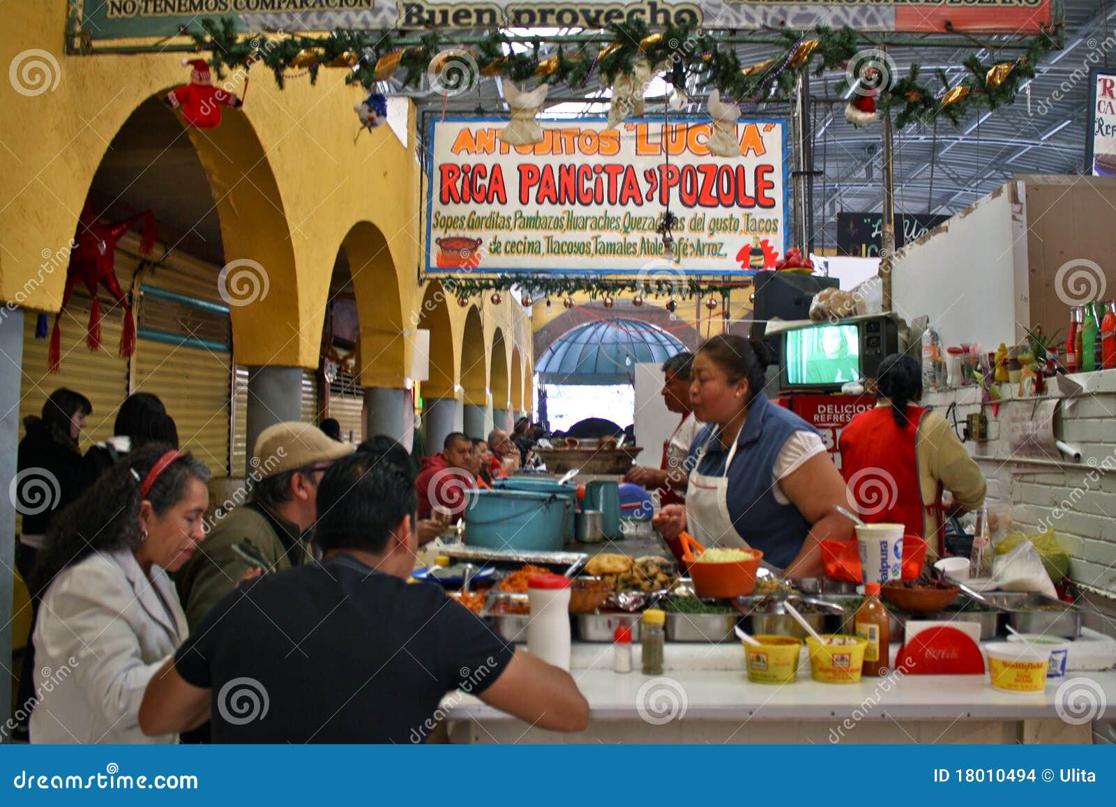 Indoor Market Food Stall editorial stock image. Image of mexican - 18010494