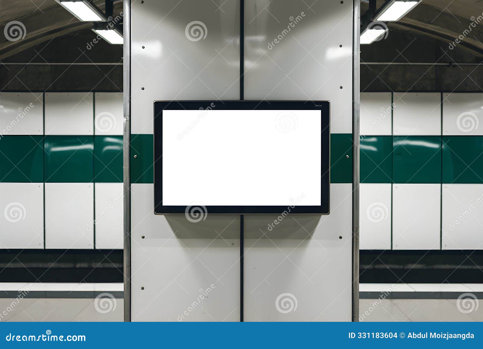 Indoor Metro Station with Blank Screen Industrial, Minimalistic Design ...