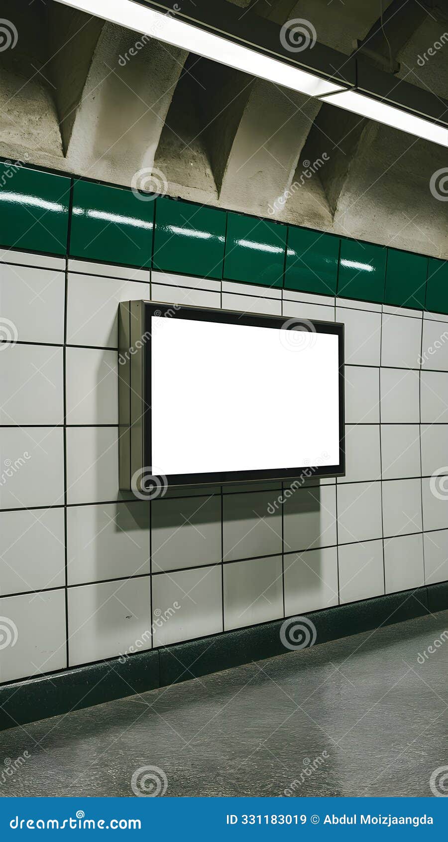Indoor Metro Station with Blank Screen Industrial, Minimalistic Design ...