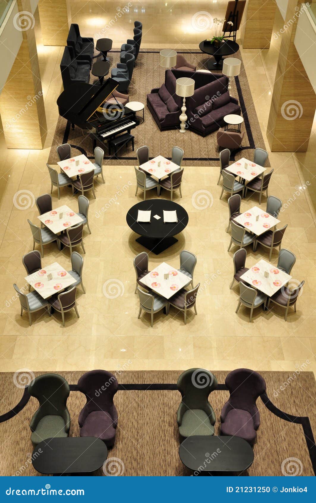 Indoor Modern Restaurant Interior Stock Photo - Image of sofa, skylight ...