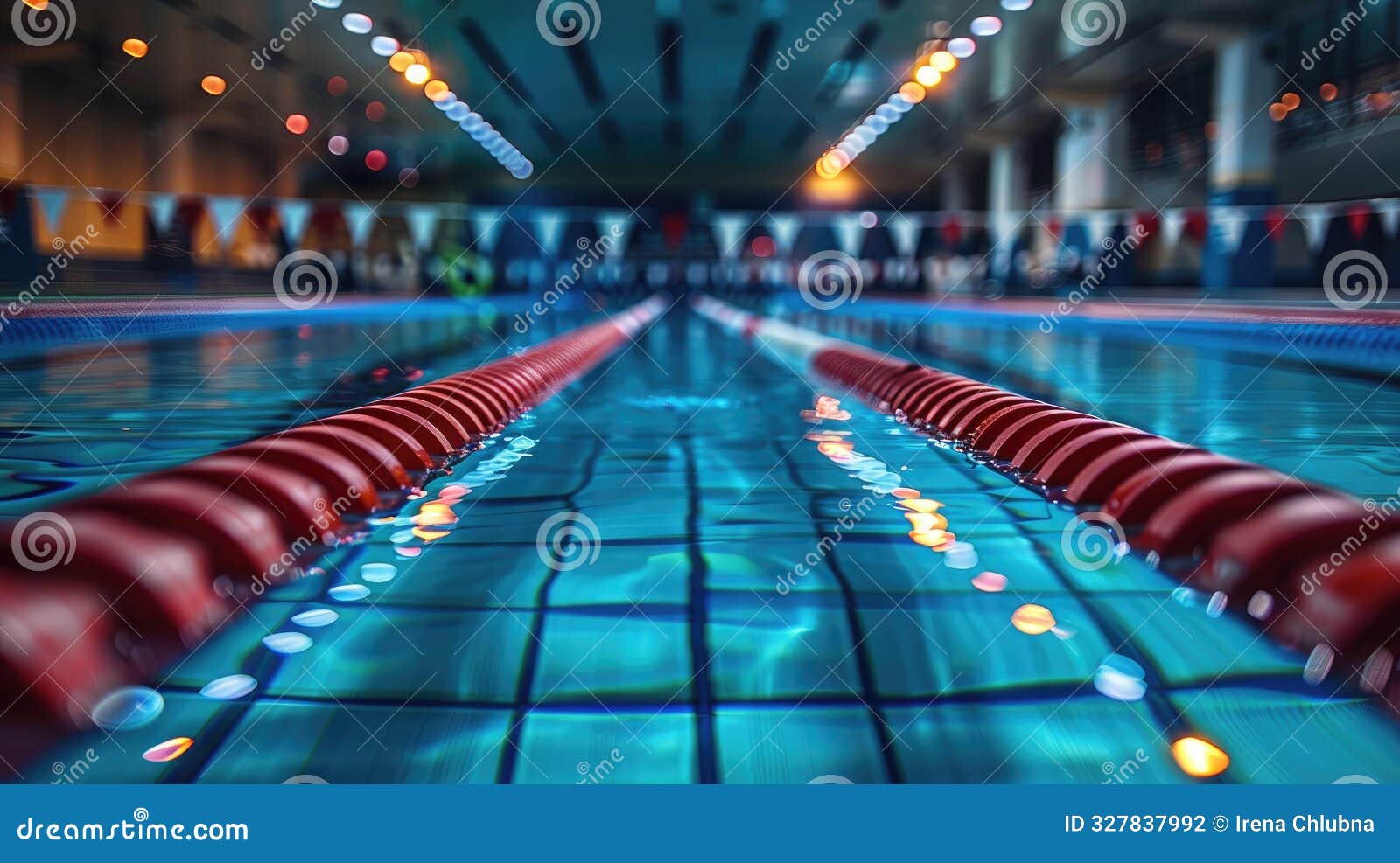 Indoor Olympic-sized Swimming Pool with Lane Lines Stock Illustration ...