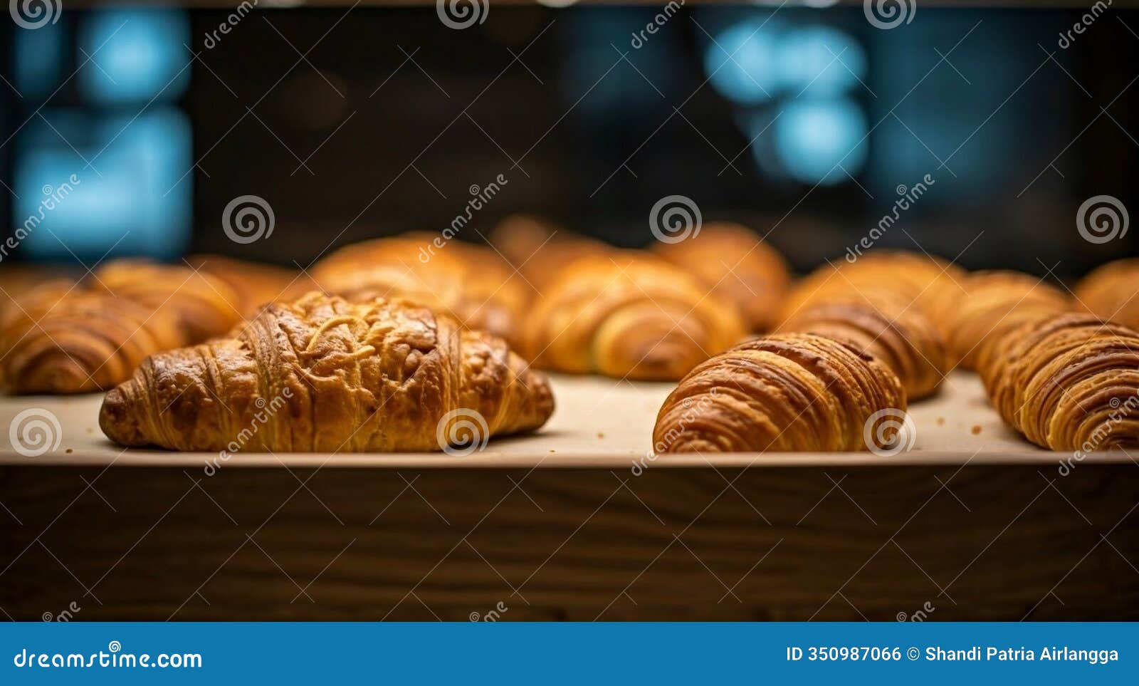Freshly Baked Croissants on the Counter of a Bakery, Pastry in the ...