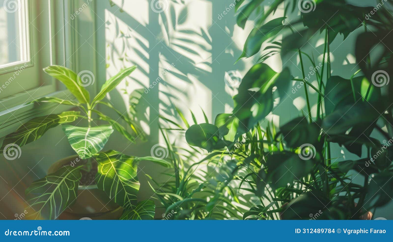 Indoor Plants with Shadows on the Wall Stock Photo - Image of tranquil ...