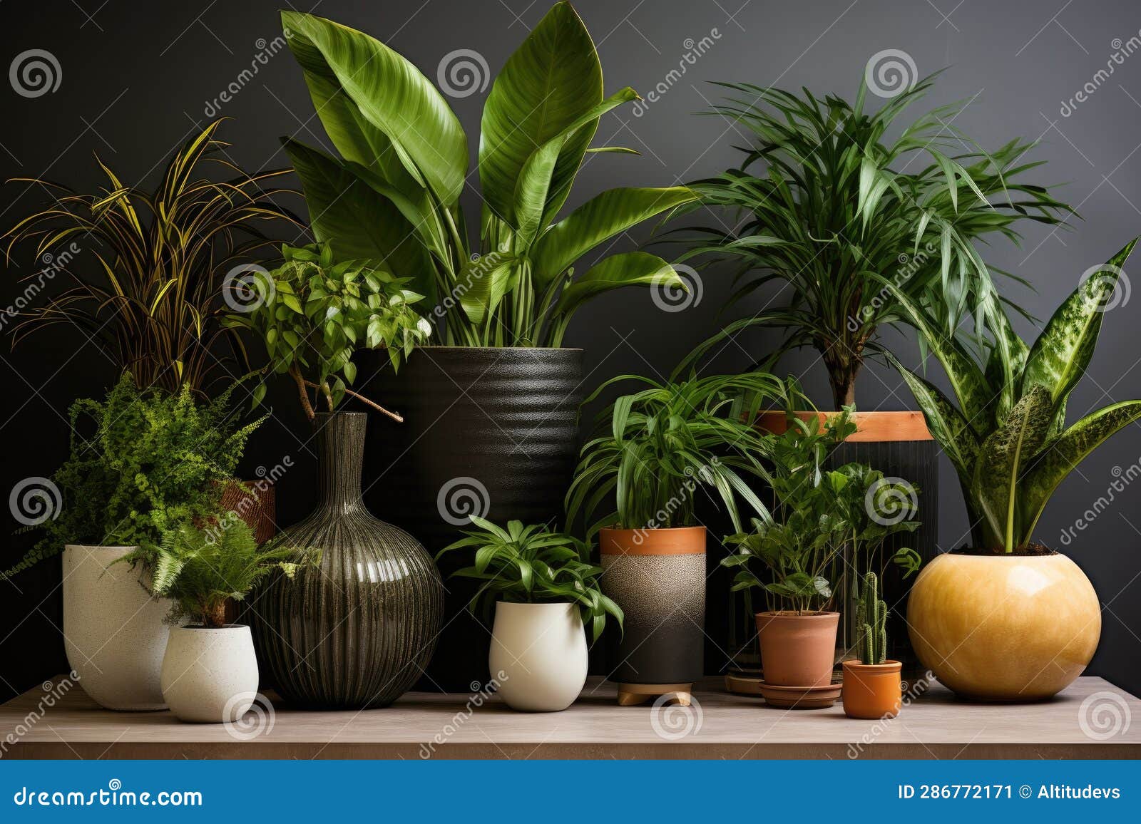 Indoor Plants in Stylish Pots for a Natural Touch Stock Image - Image ...