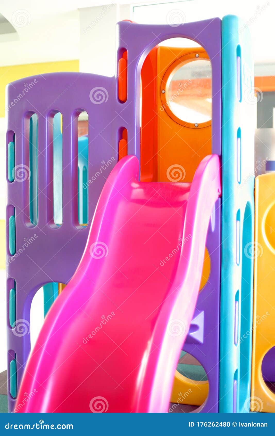Colourful Indoor Playground with the Slide Stock Photo - Image of ...