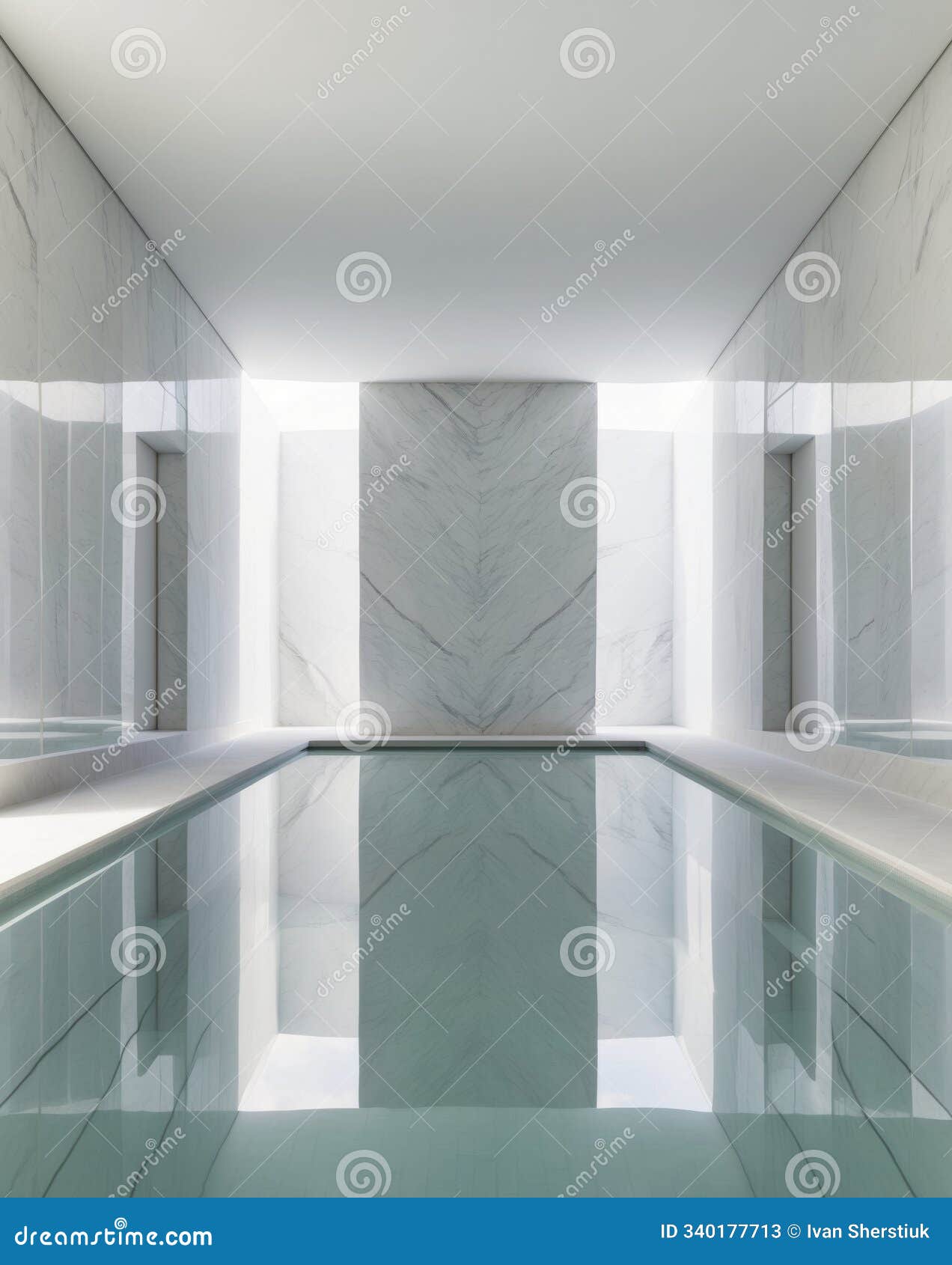 Indoor Pool with Marble Walls and Reflective Water. Stock Image - Image ...