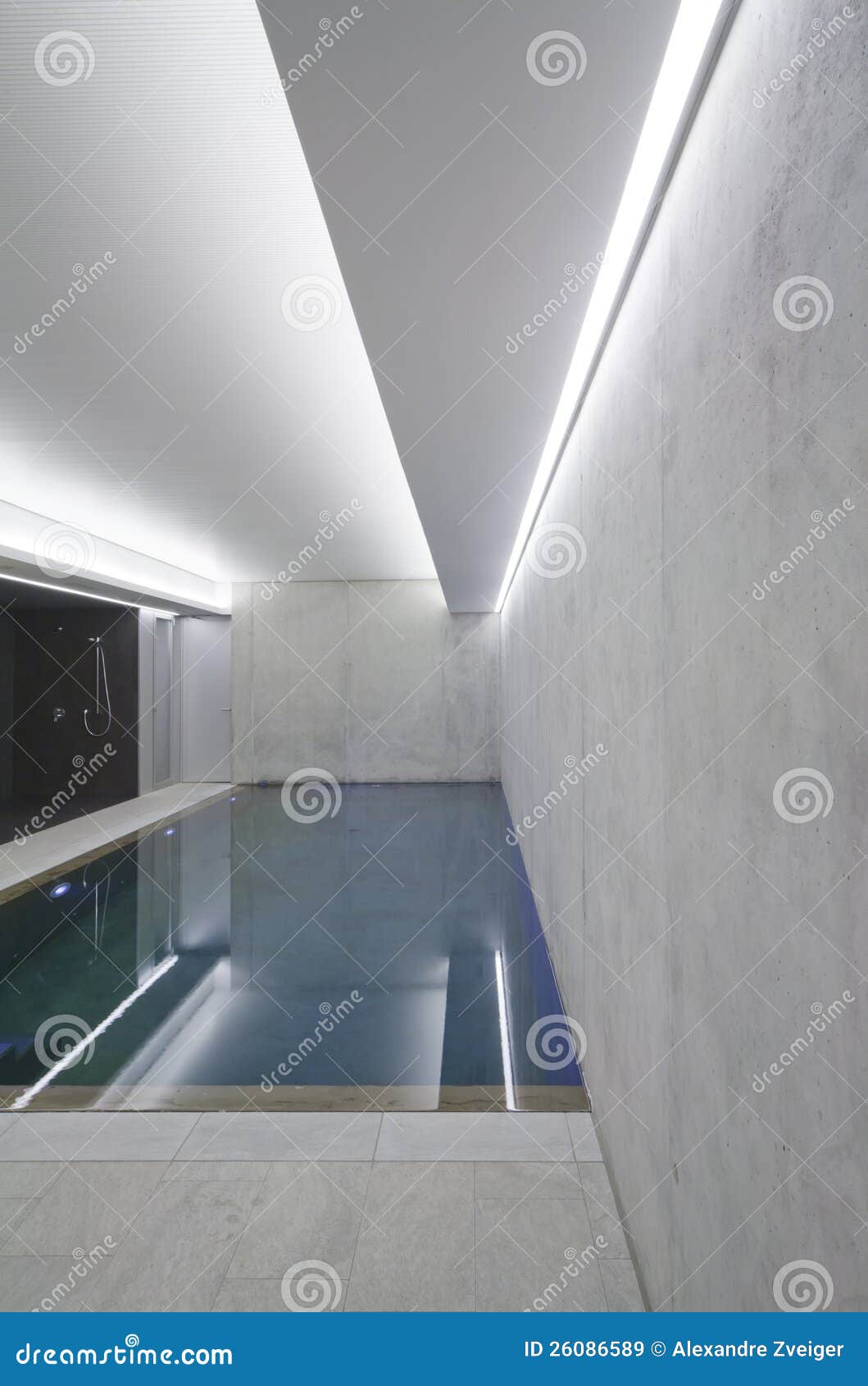Indoor Pool with Sauna Shower Stock Image - Image of interior, blue ...