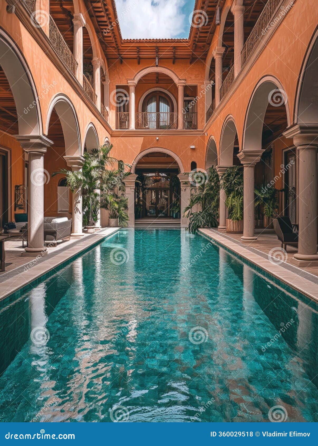 Indoor Pool in a Spanish-style Resort Stock Photo - Image of ...