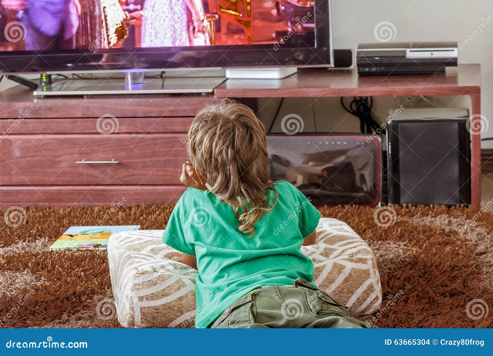 Indoor Portrait of Young Boy Watching Tv Stock Photo - Image of home ...