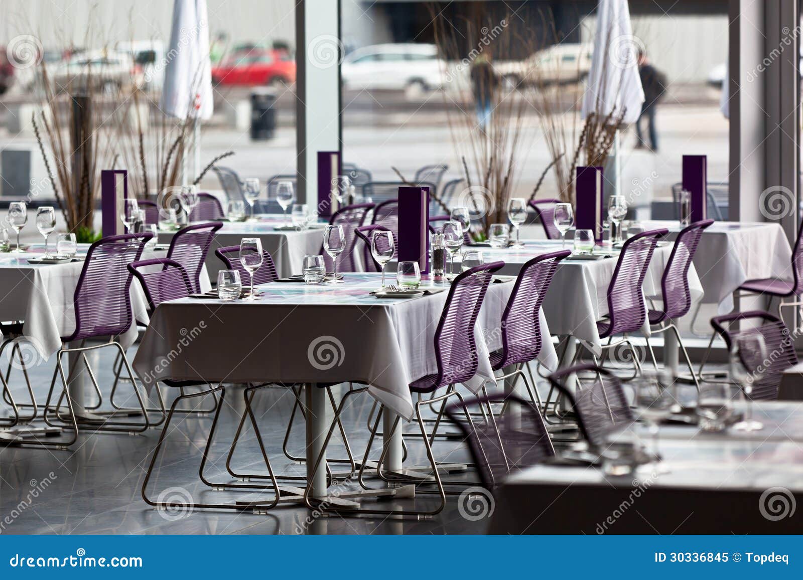 Indoor Restaurant Tables Ready for Service Stock Image - Image of floor ...