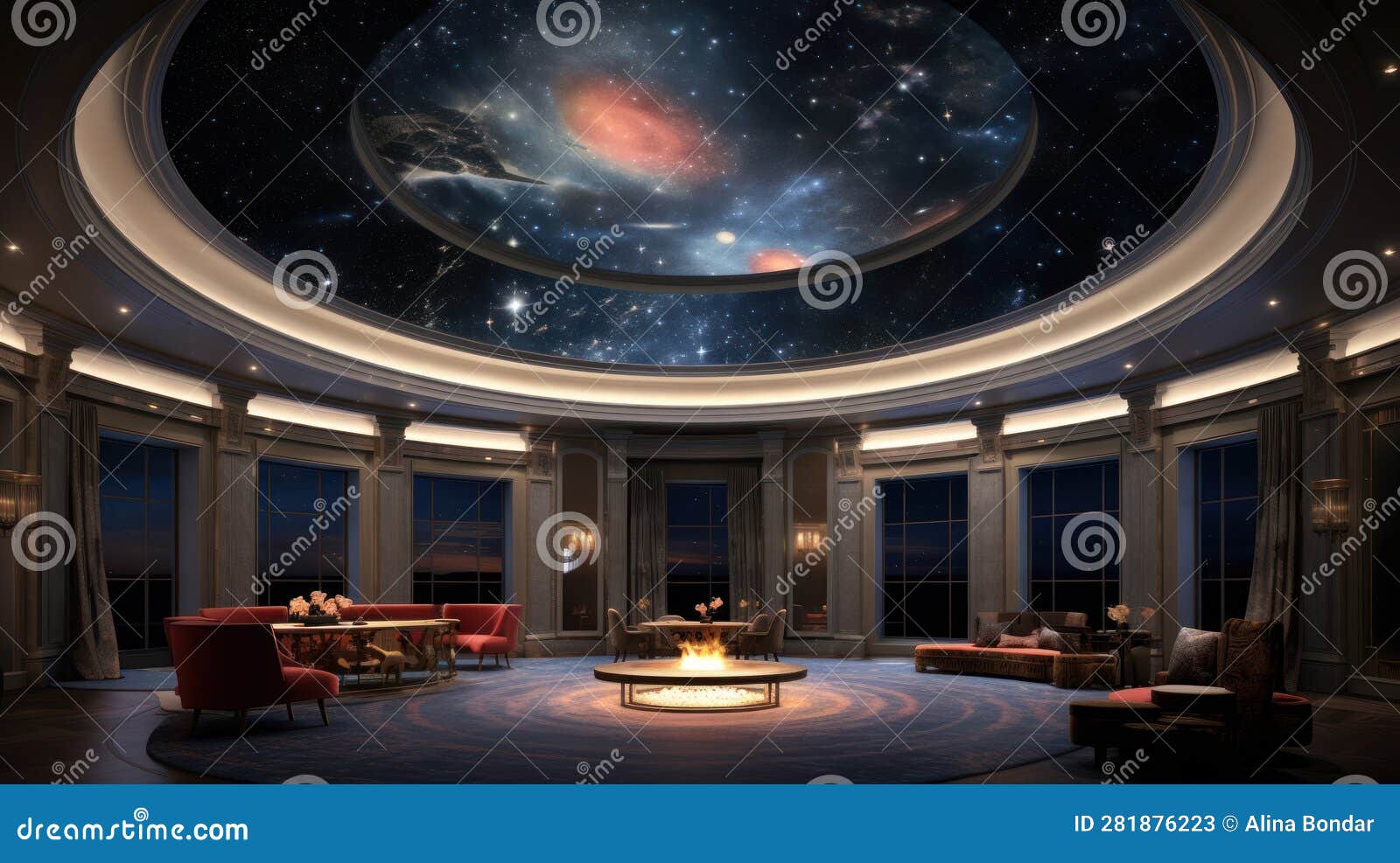 Within An Indoor Setting, A Captivating, Curved Galaxy Gracefully ...
