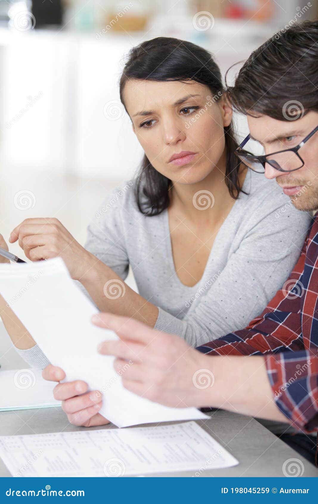 Indoor Shot Married Couple Doing Paperwork at Home Stock Image - Image ...