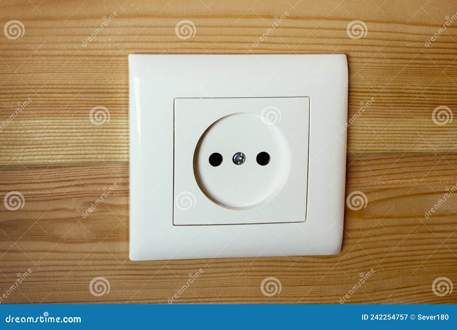 Indoor Socket Built into Wall Sheathed with Wooden Lath Stock Image ...