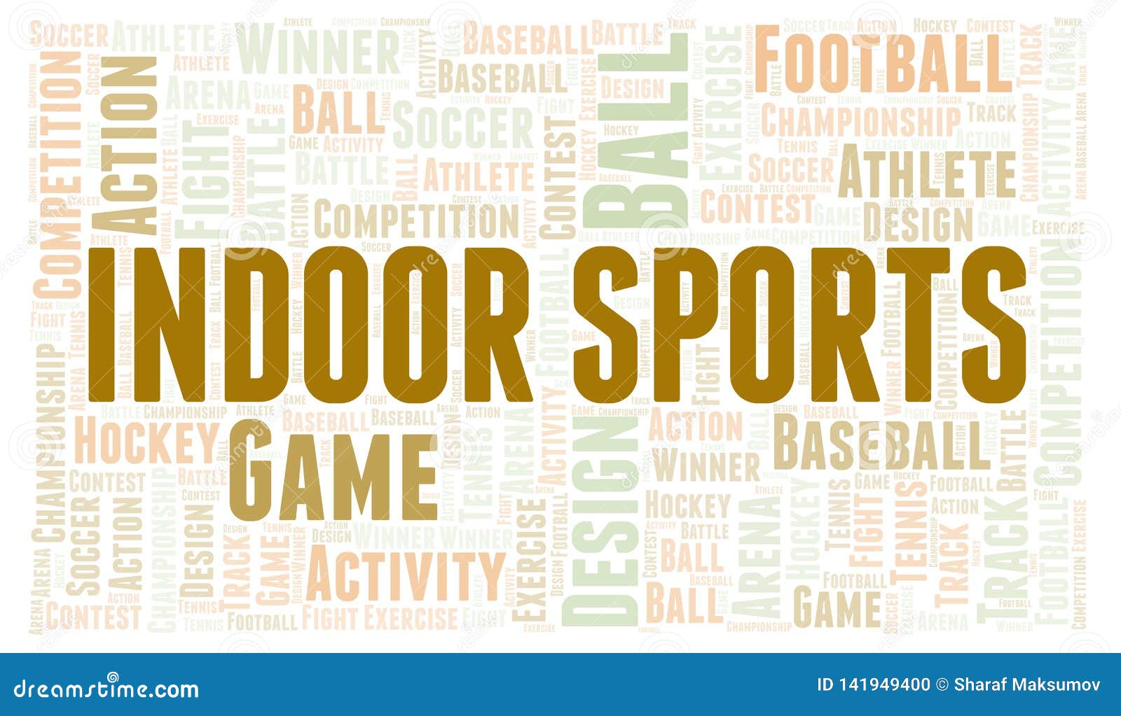 Indoor Sports word cloud stock illustration. Illustration of colors ...