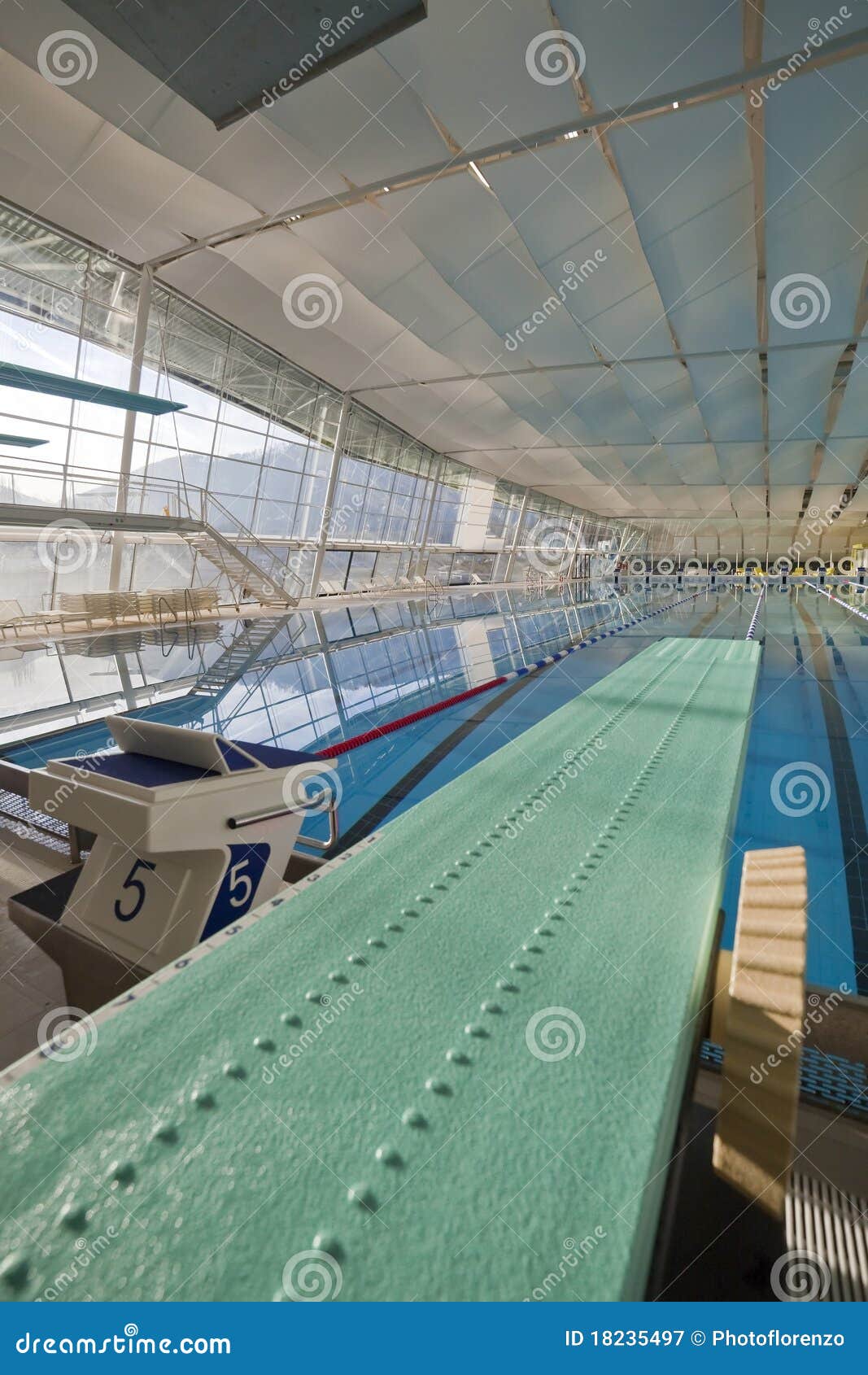 Indoor Swimming Pool with Spring Board Stock Image - Image of holiday ...