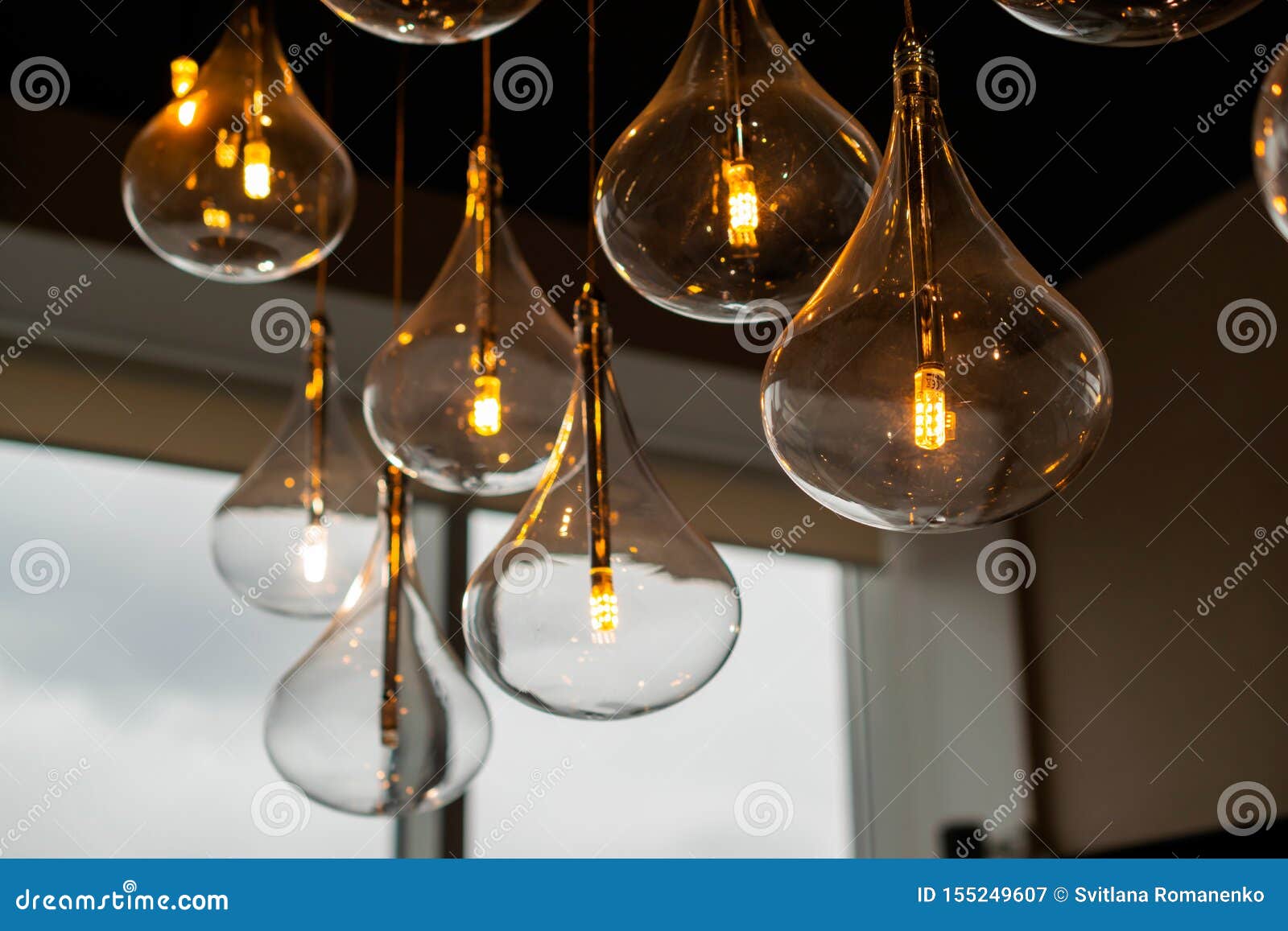 Indoor Switched on Decorative Light Bulbs Loft Design Stock Image ...