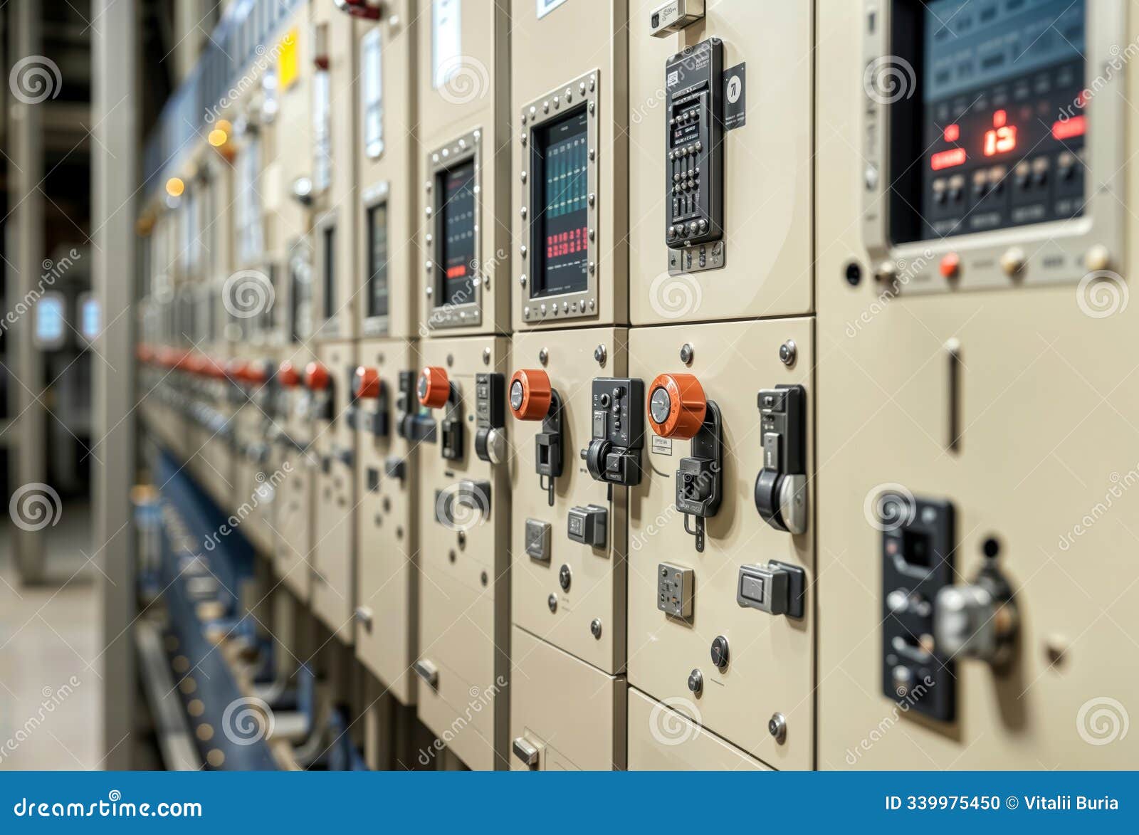 Indoor Switchgear Panels with Control Knobs and Meters, Generative Ai ...
