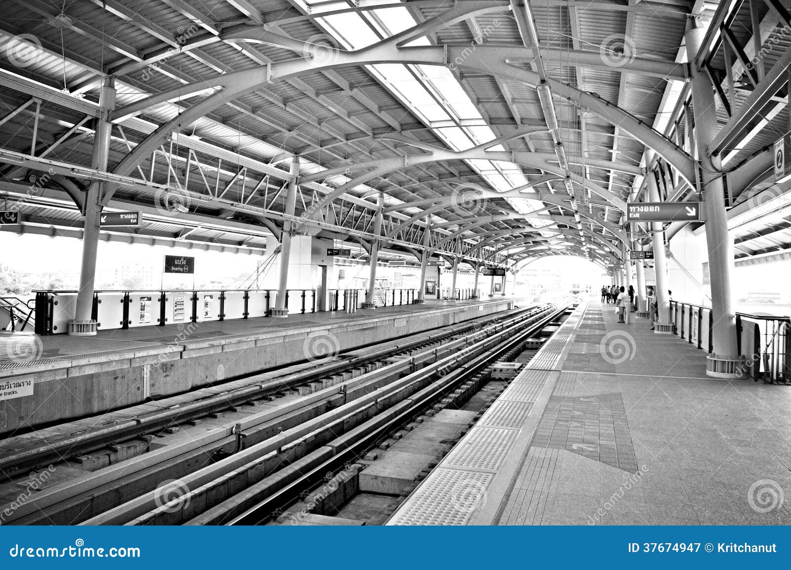 Indoor Train Tracks and Platforms Stock Image - Image of black, light ...