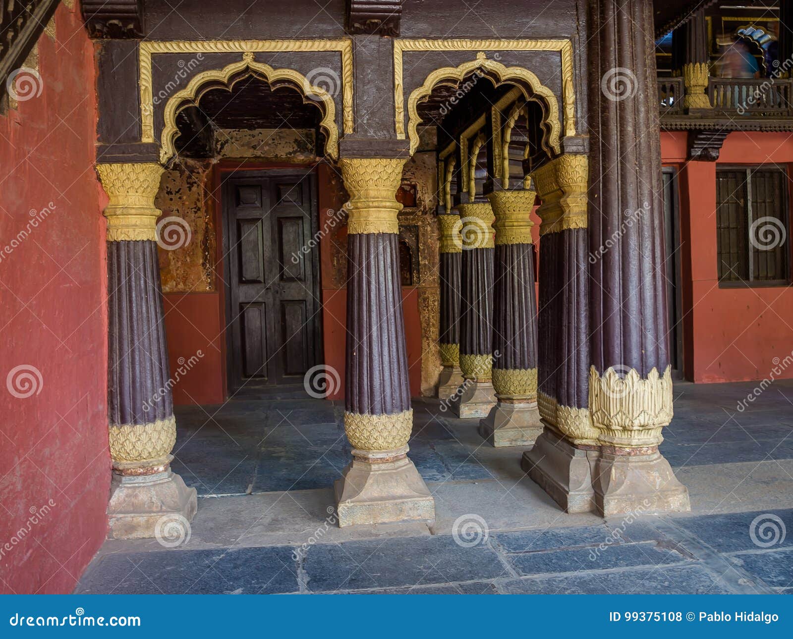 Indoor View of Columns Inside the Very Old Hindu Temple Stock Photo ...