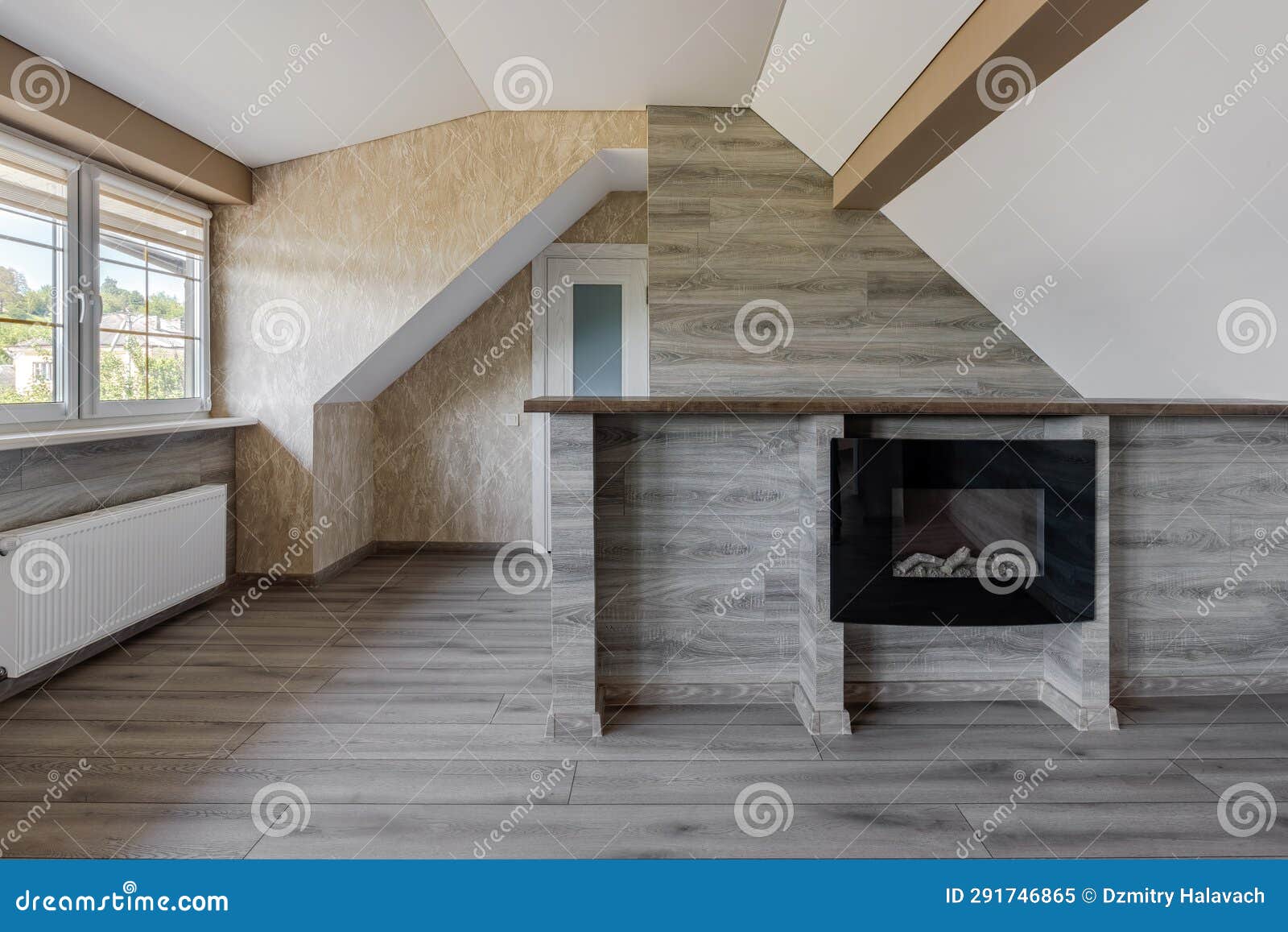 Indoor View of an Empty Attic of a New Modern House Stock Image - Image ...