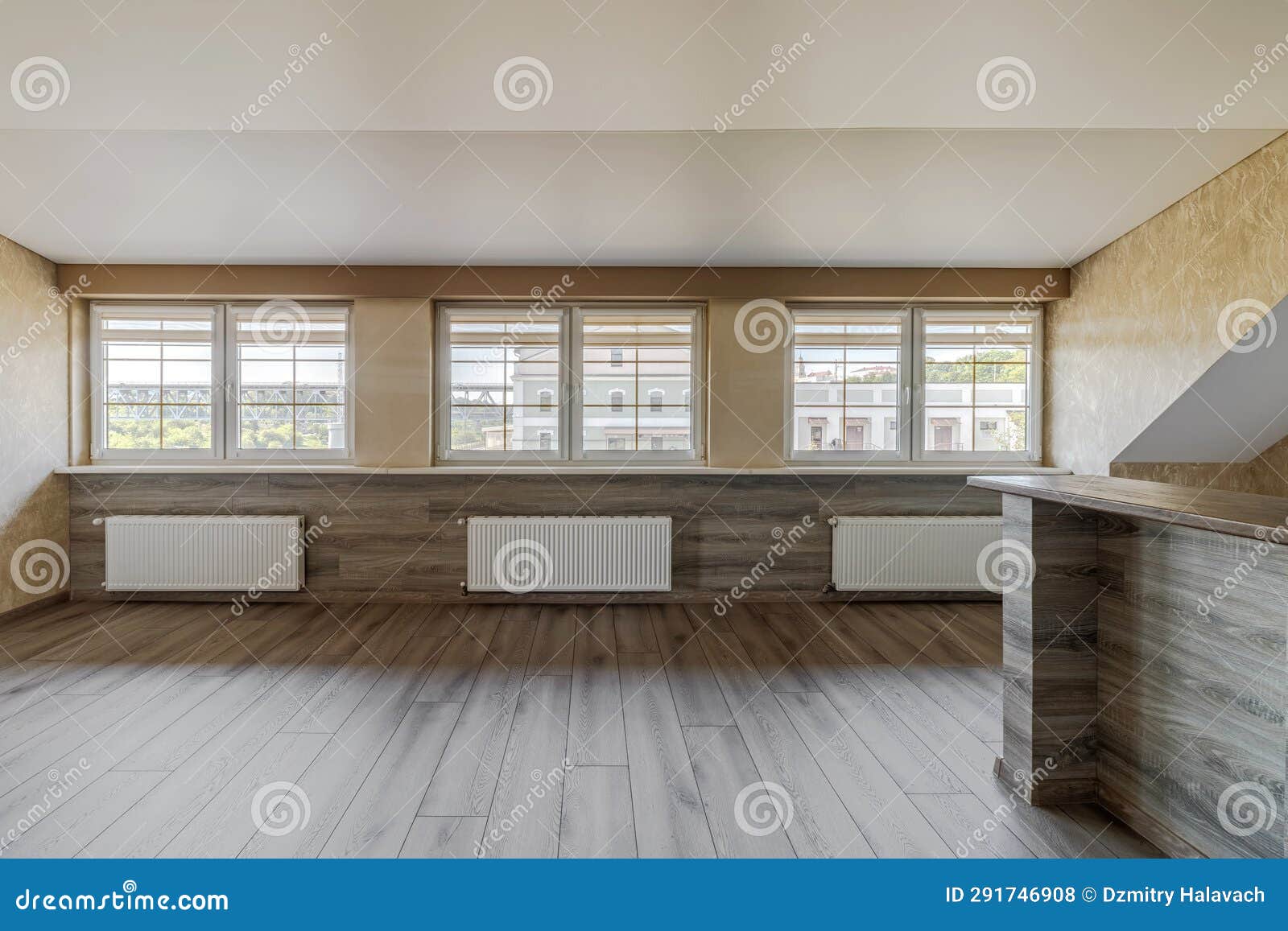 Indoor View of an Empty Attic of a New Modern House Stock Photo - Image ...