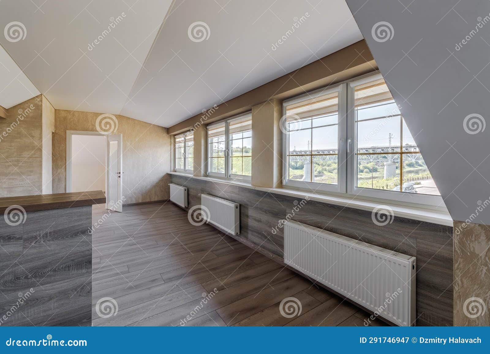 Indoor View of an Empty Attic of a New Modern House Stock Image - Image ...