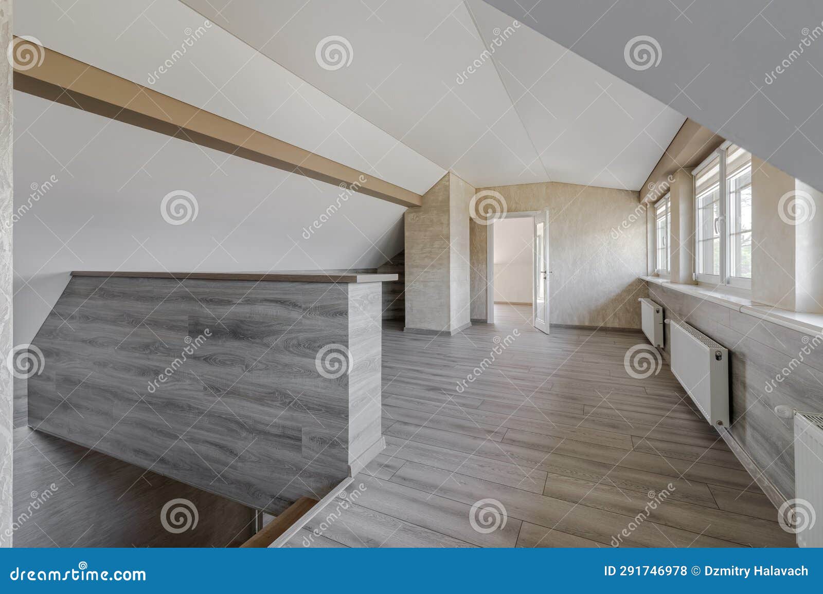 Indoor View of an Empty Attic of a New Modern House Stock Photo - Image ...