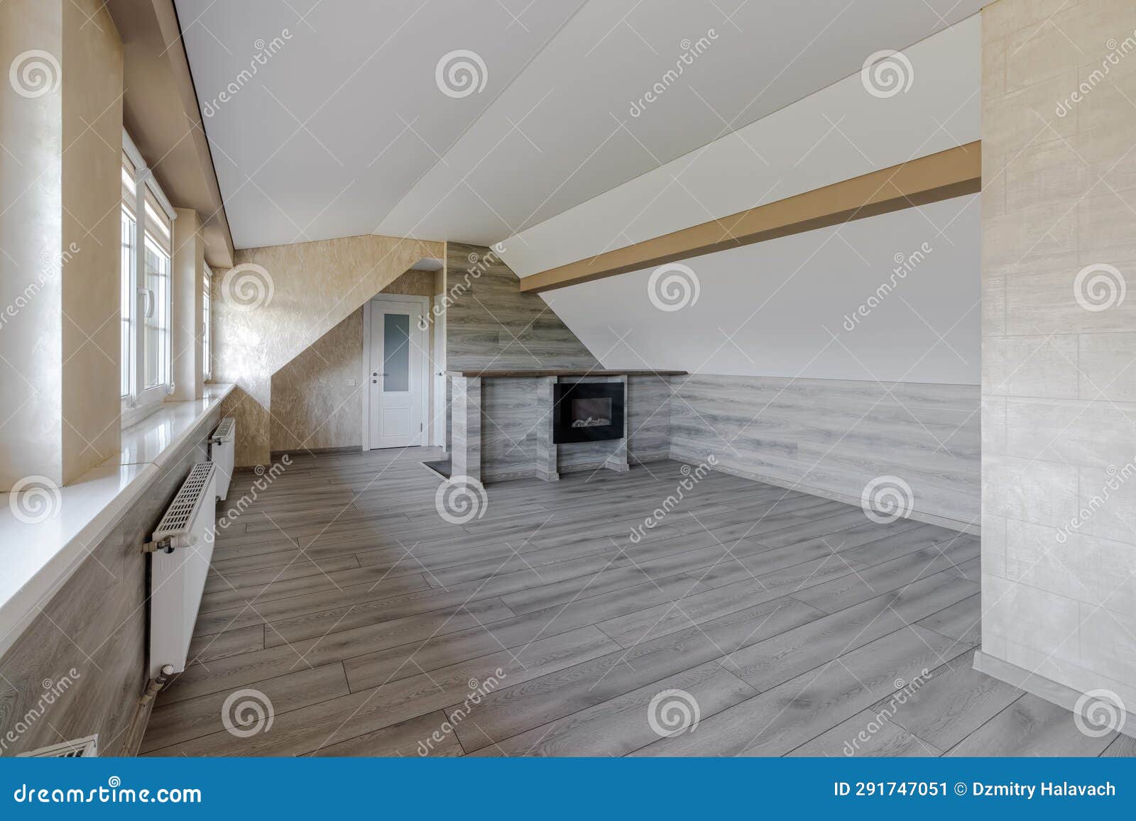 Indoor View of an Empty Attic of a New Modern House Stock Image - Image ...