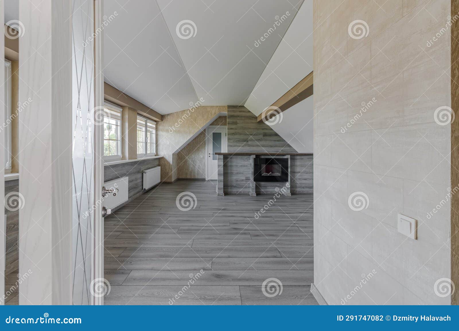 Indoor View of an Empty Attic of a New Modern House Stock Photo - Image ...