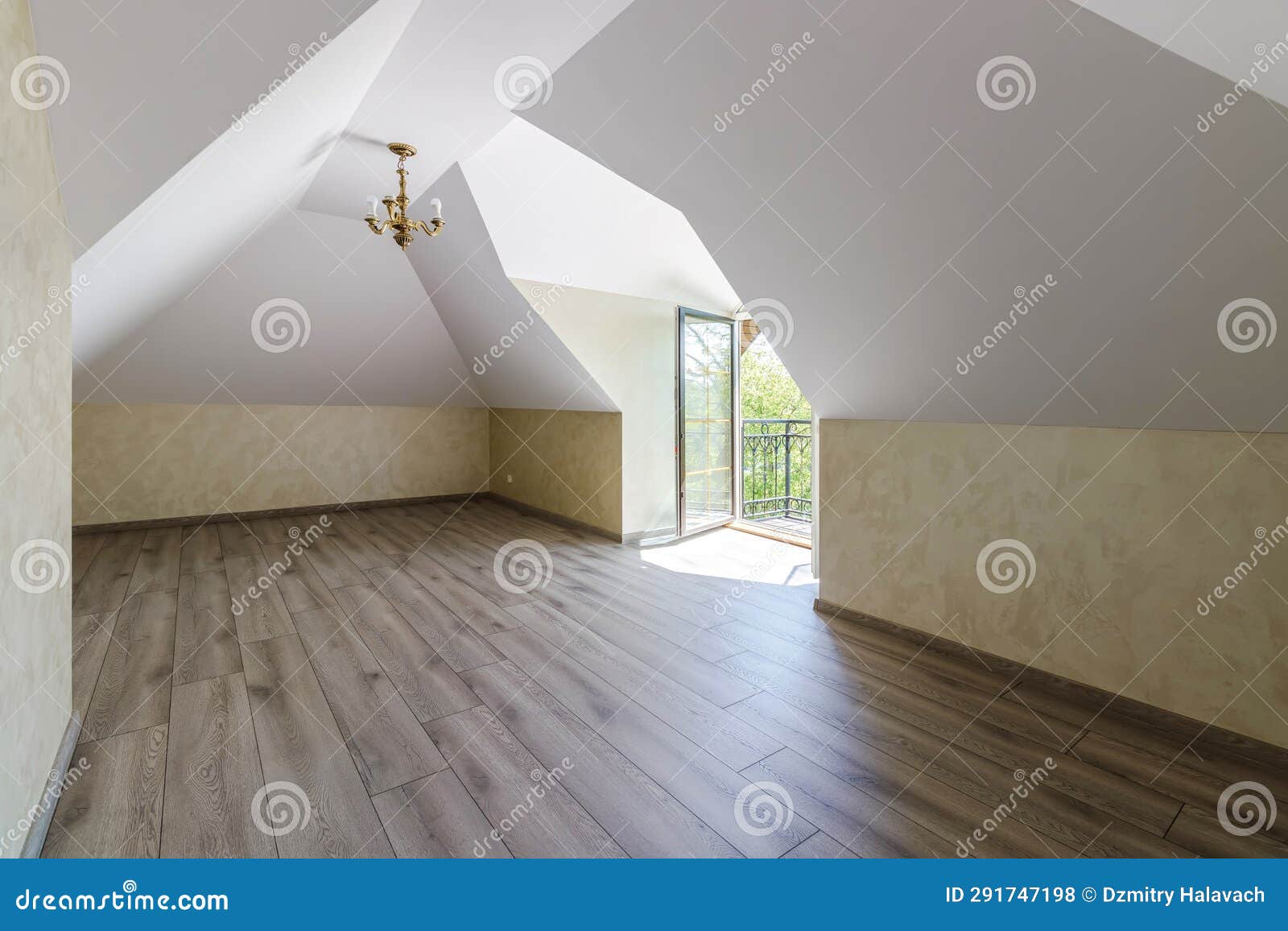 Indoor View of an Empty Attic of a New Modern House Stock Photo - Image ...