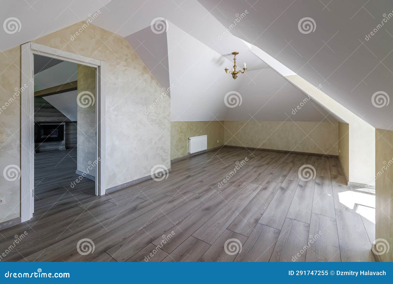 Indoor View of an Empty Attic of a New Modern House Stock Image - Image ...