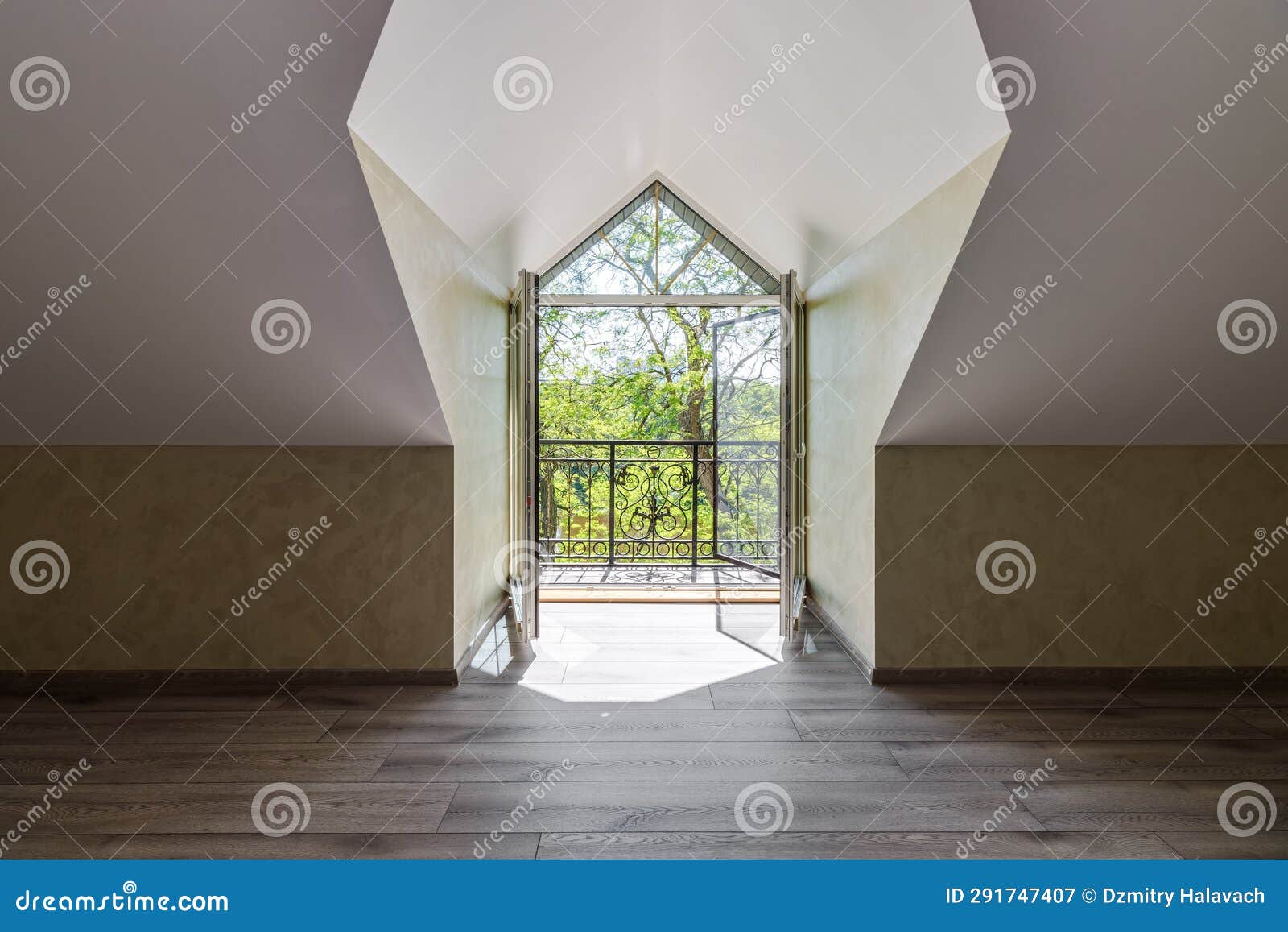 Indoor View of an Empty Attic of a New Modern House Stock Image - Image ...