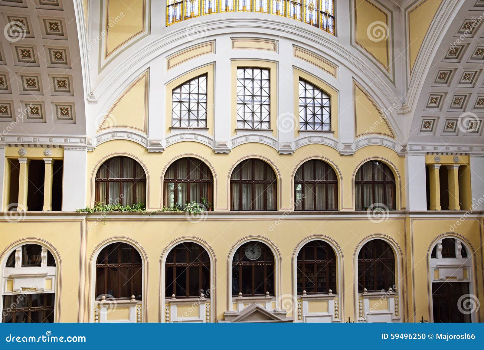 Indoor Wall and Windows of the University Stock Photo - Image of steps ...