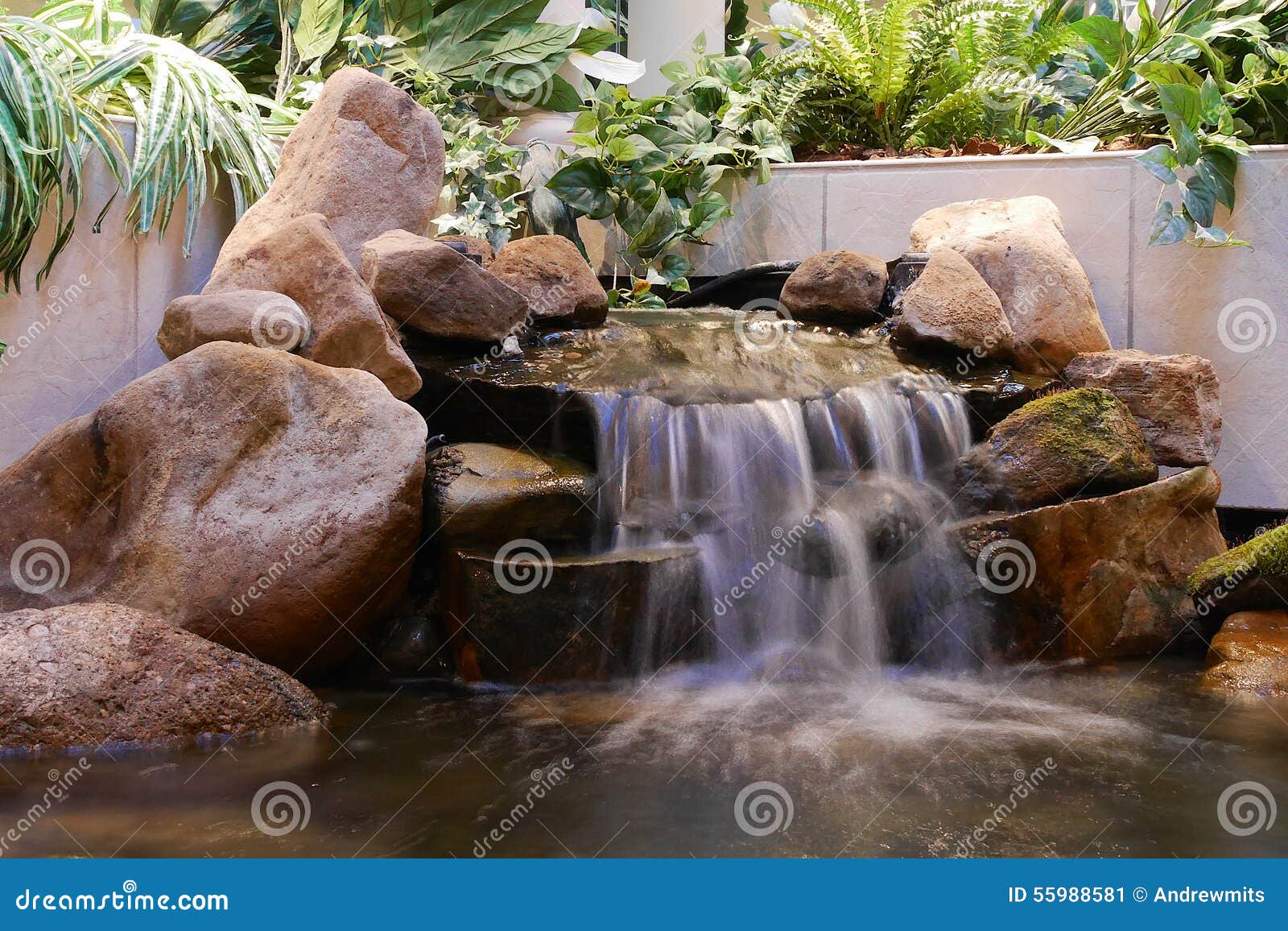 Indoor Waterfall stock image. Image of decoration, decorative - 55988581