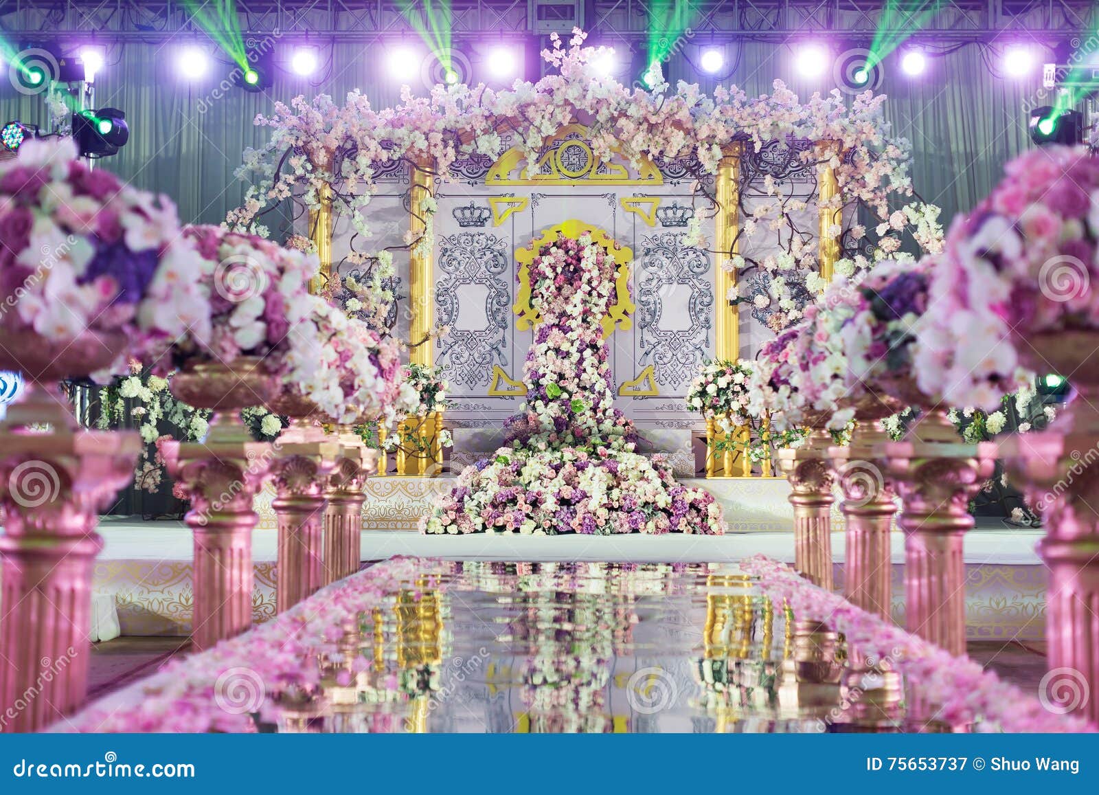 Indoor wedding scene stock image. Image of floriculture - 75653737