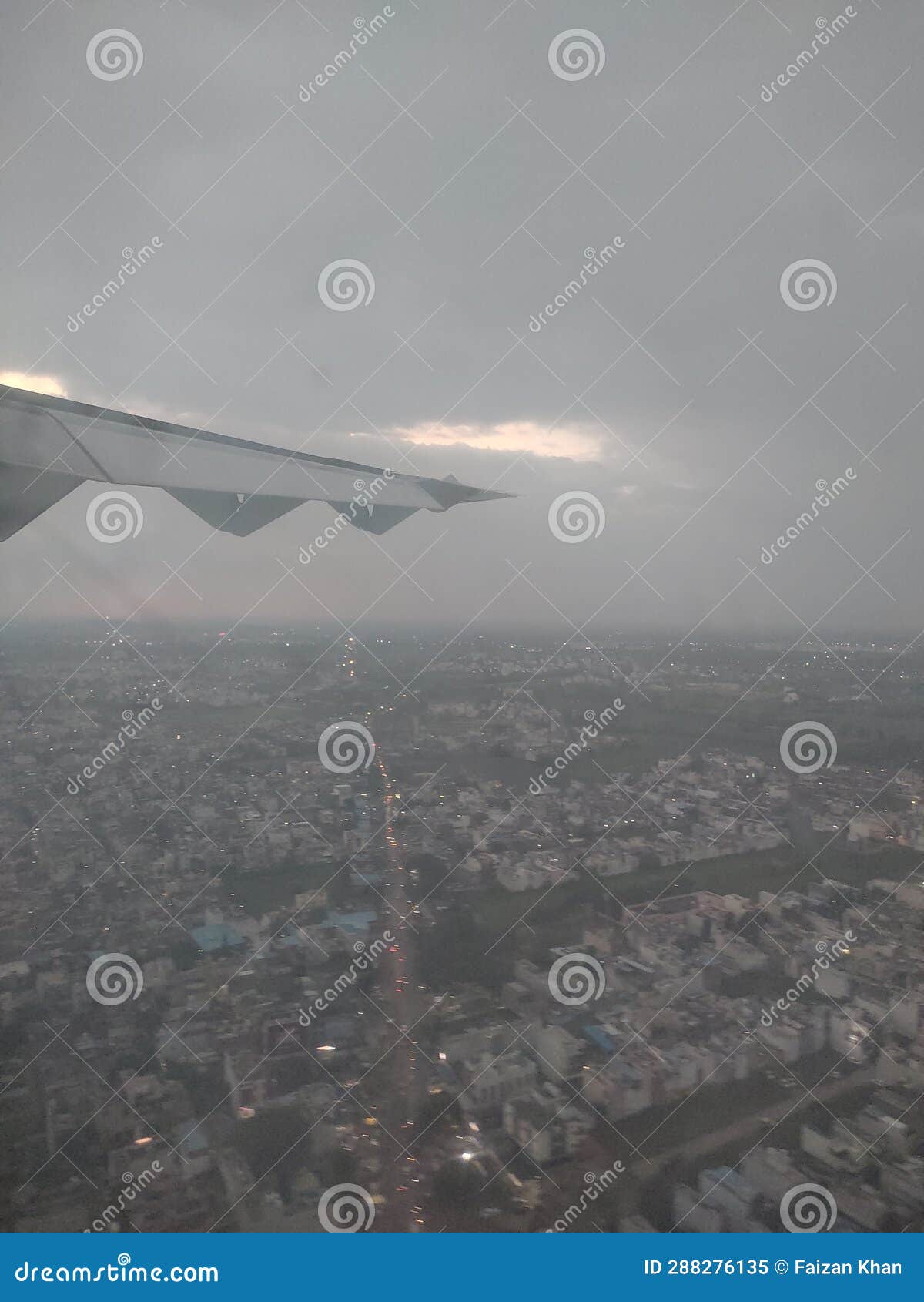 Indore City Aerial View from Flight Window after Sunset Stock Image ...