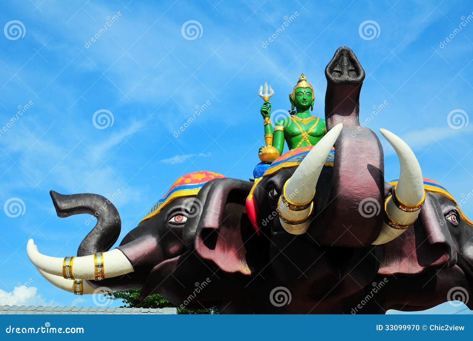 Indra Sit on Erawan Sculpture in Temple Stock Photo - Image of fluky ...