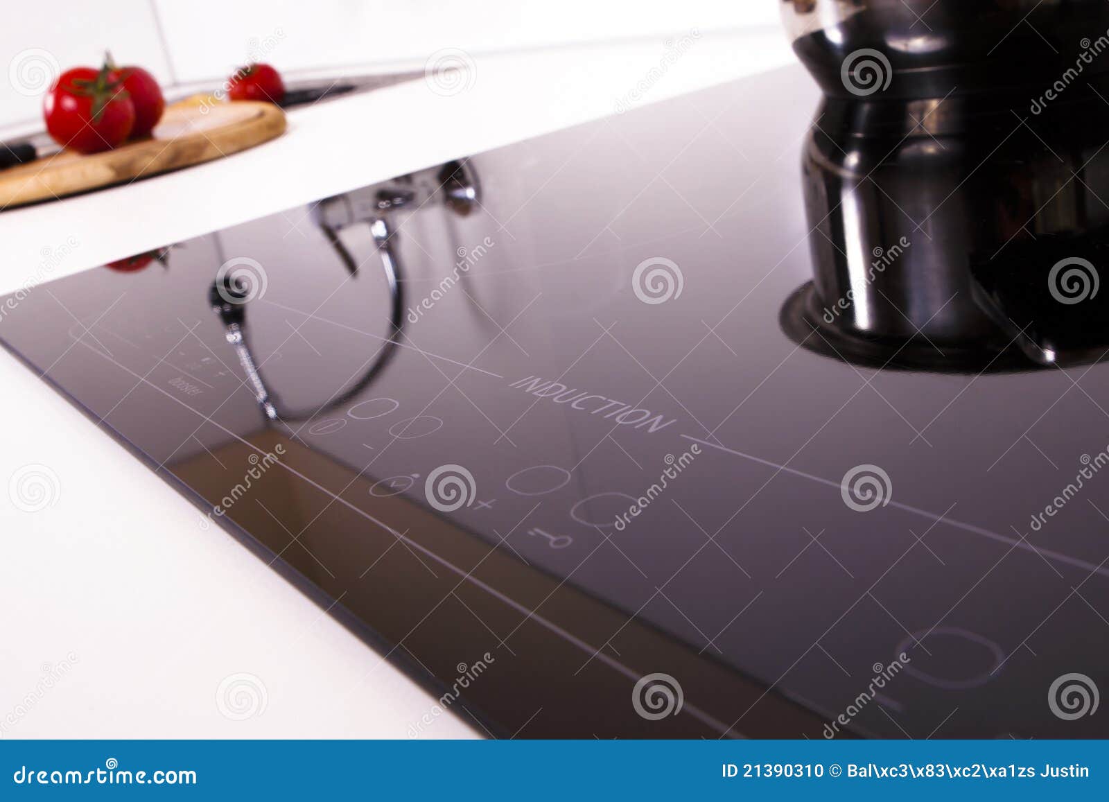 Induction Cooker With Control Hot Temperature Indicators. Electric Hob ...