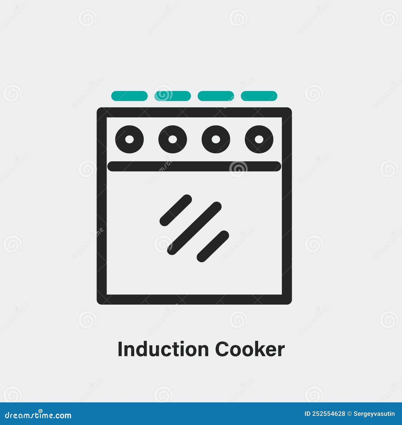 Induction Cooker Isolated Two Colored Linear Vector Icon Stock ...