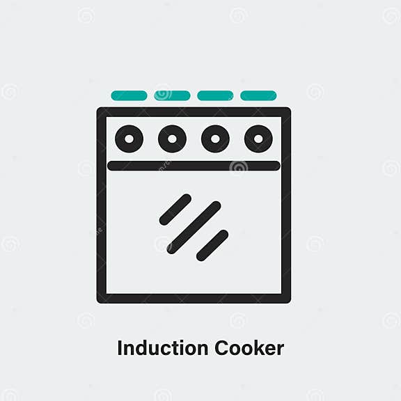 Induction Cooker Isolated Two Colored Linear Vector Icon Stock ...