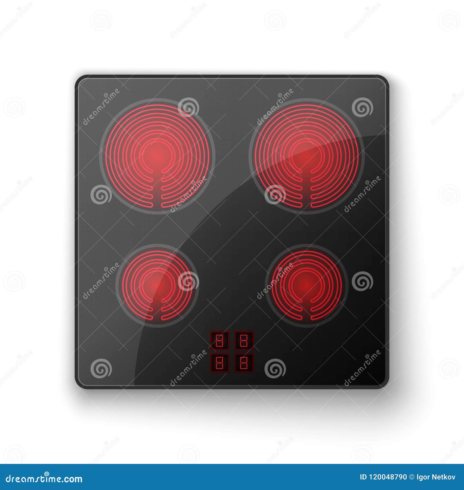 Induction Cooking Panel With Oven, Electric Stove Cartoon Vector ...