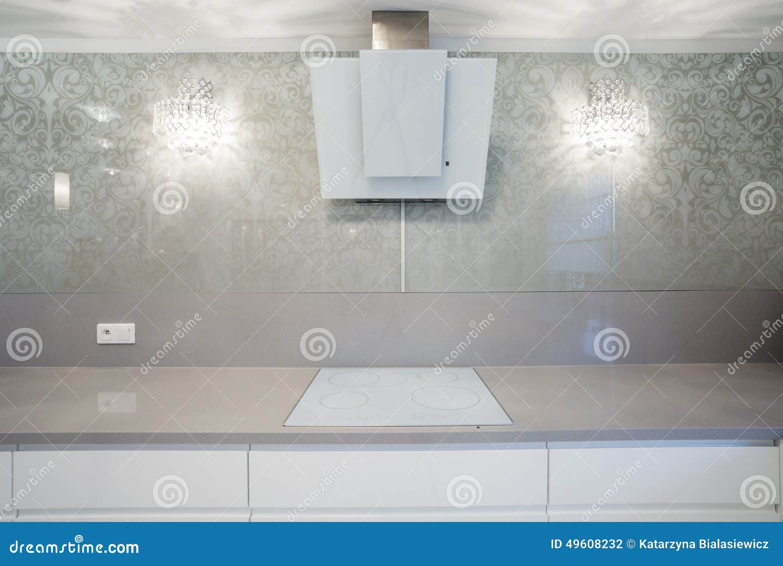 Induction Hob in Designer Kitchen Stock Photo - Image of apartment ...