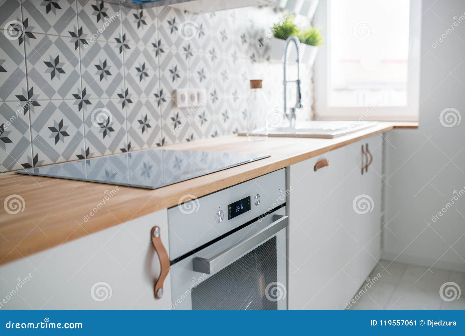 Induction Hob in Electric Kitchen Cooker Stock Image - Image of heat ...