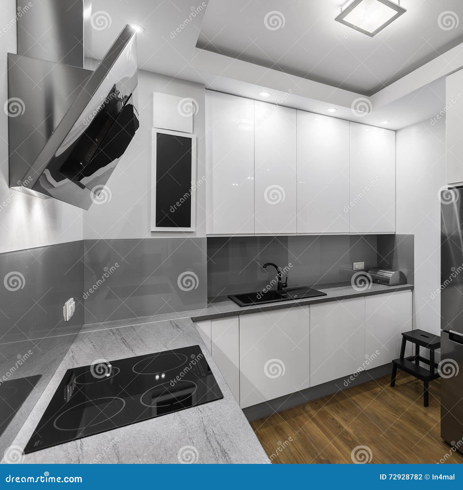 Induction hob in kitchen stock photo. Image of modern - 72928782