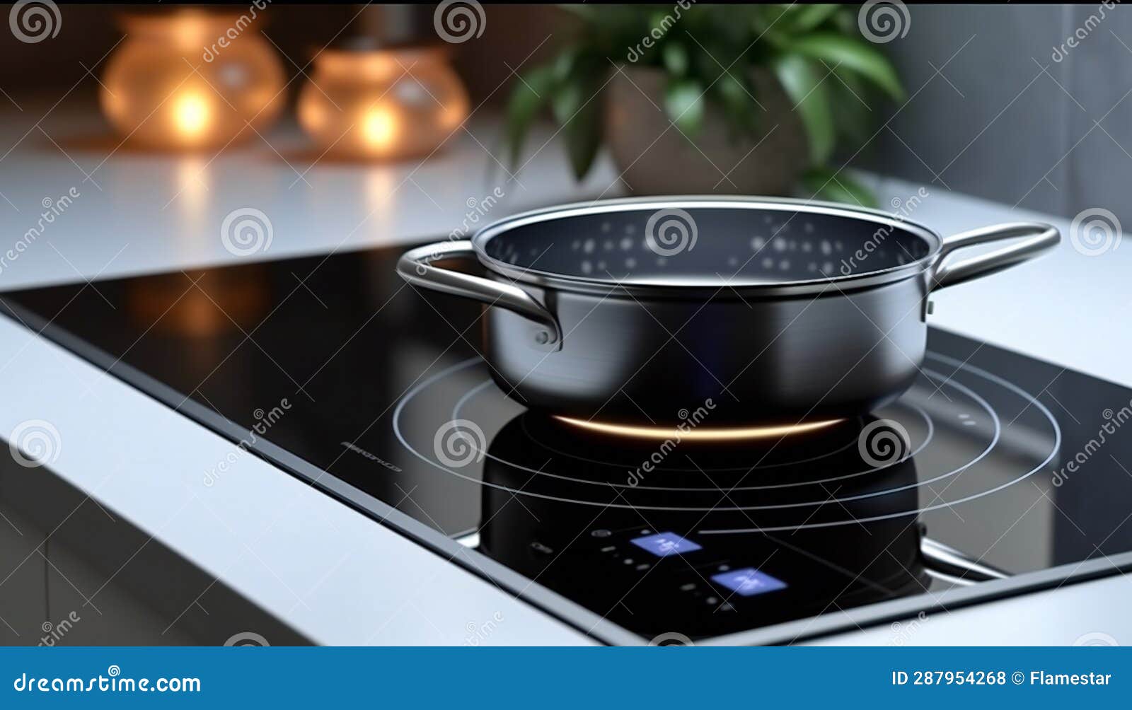 Induction Hob in Modern Kitchen Close-up Stock Illustration ...