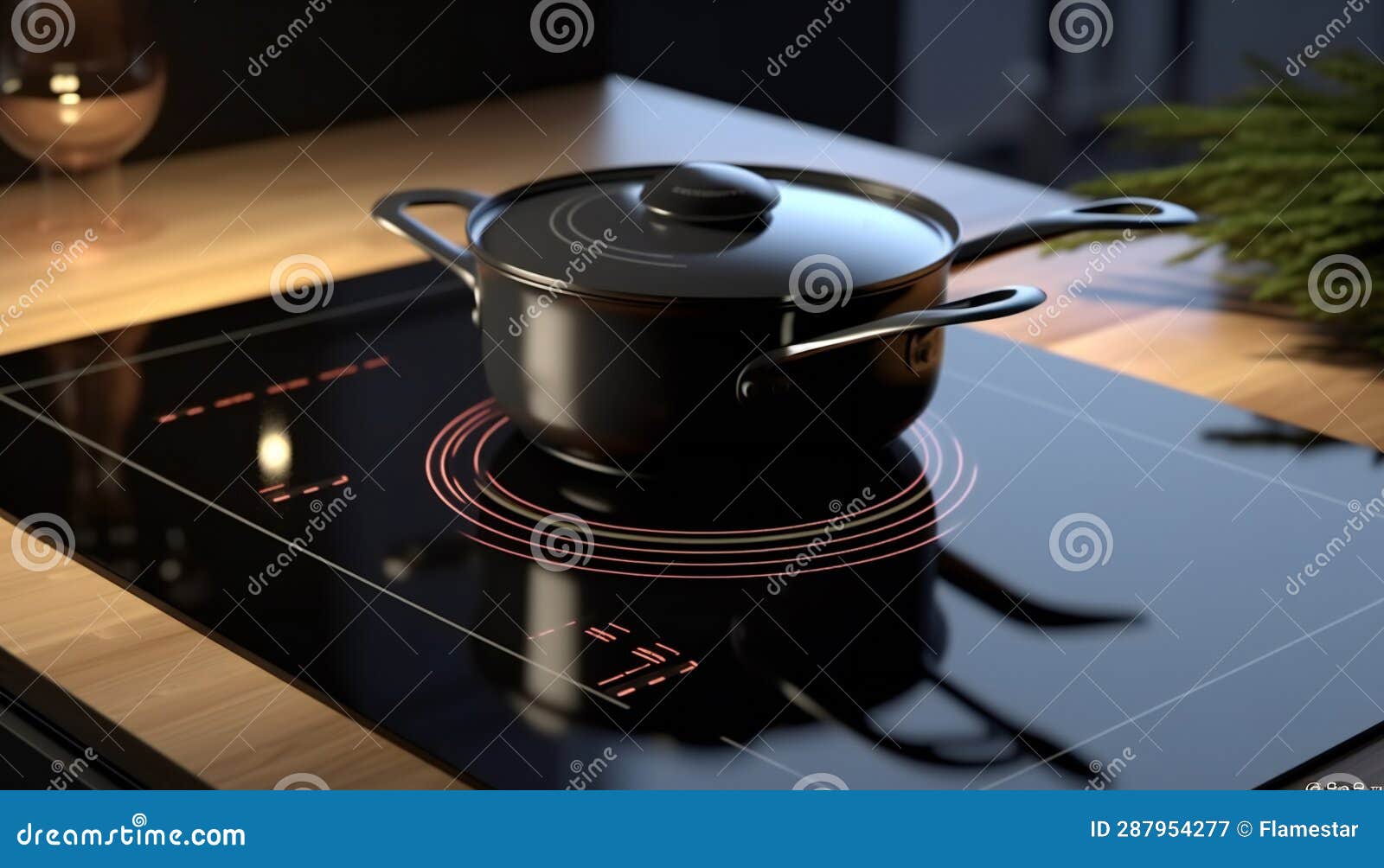Induction Hob in Modern Kitchen Close-up Stock Image - Image of ...