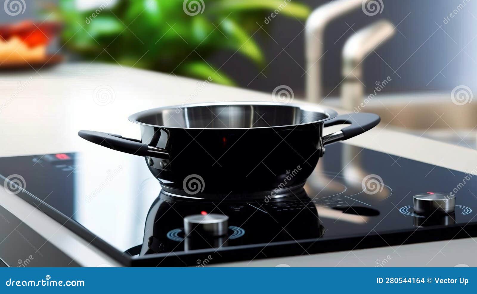 Induction Hob in a Modern Kitchen Close-up. Generative AI. Stock ...